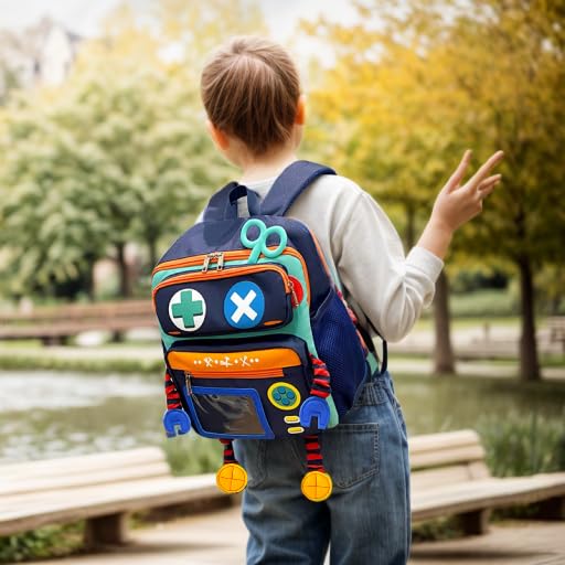 MAOYUAN BEAR Cute Robot Toddler Preschool Backpack, Schoolbag for boys,Suitable for kindergarten children (green)