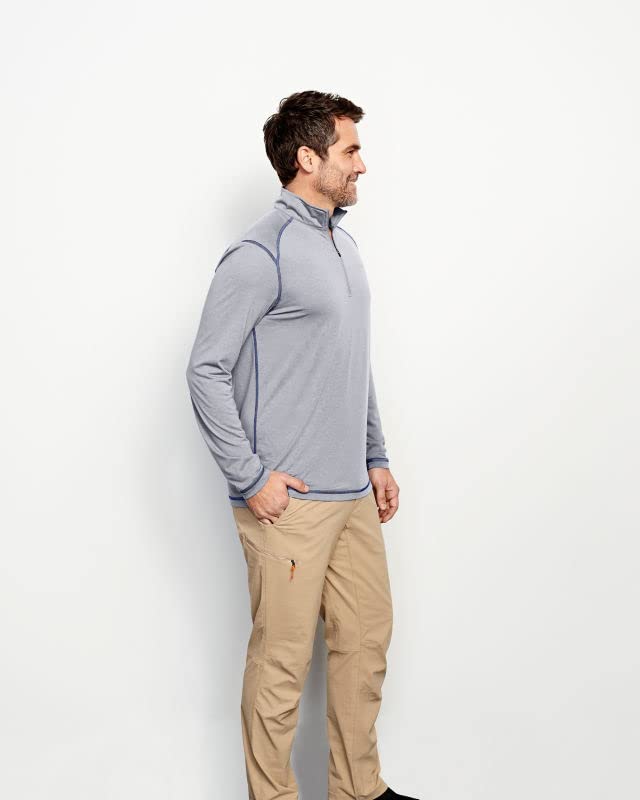Orvis Men’s Drirelease Quarter-Zip Long Sleeve Shirt for Men - Pullover Men’s T-Shirts with All-Natural Odor Protection, Blue Fog - X-Large