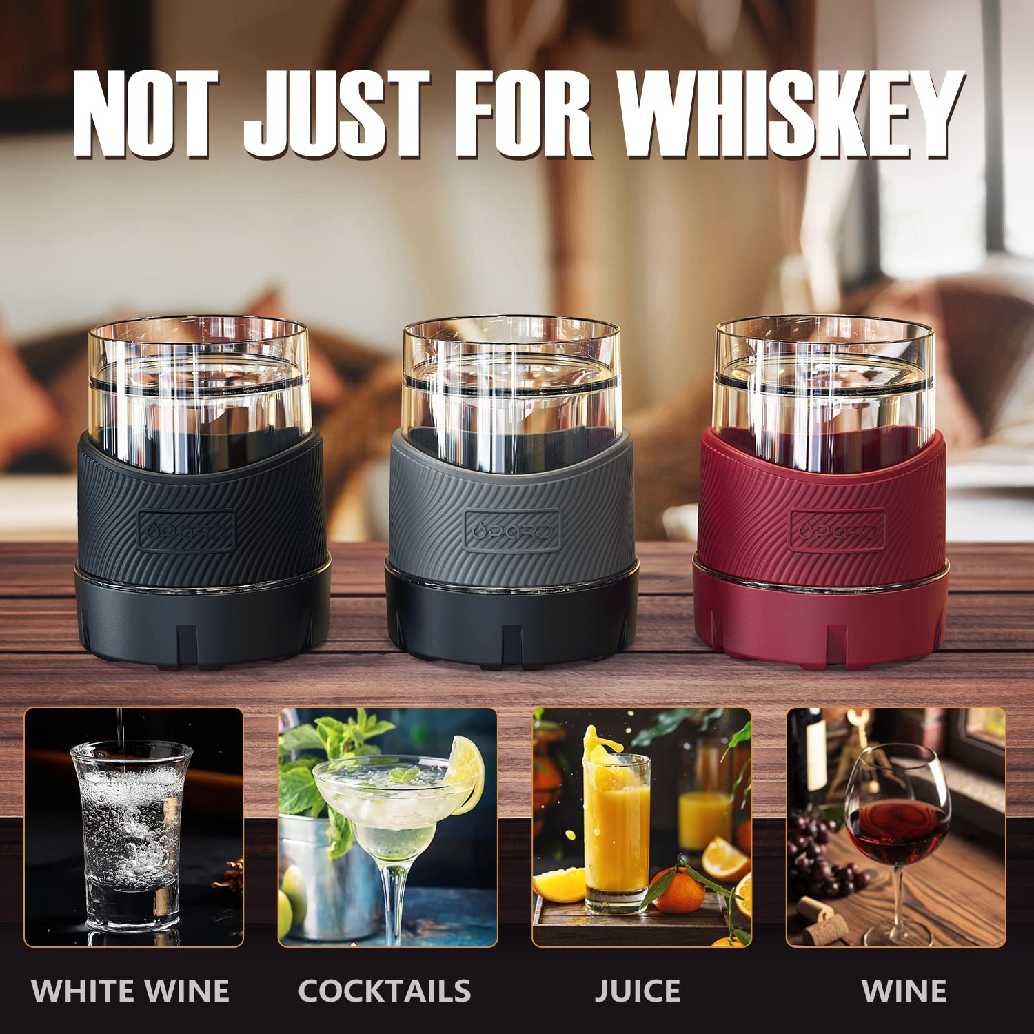 Opard 5oz Cooling Cups Double Wall Plastic Insulated Freezable Whiskey Glasses Drink Chilling Tumbler Set of 2 for Whiskey, Wine, Cocktails, Juice
