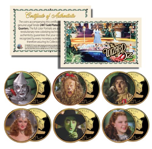 WIZARD OF OZ Kansas US Statehood Quarter 24K Gold Plated 6-Coin SetLicensed