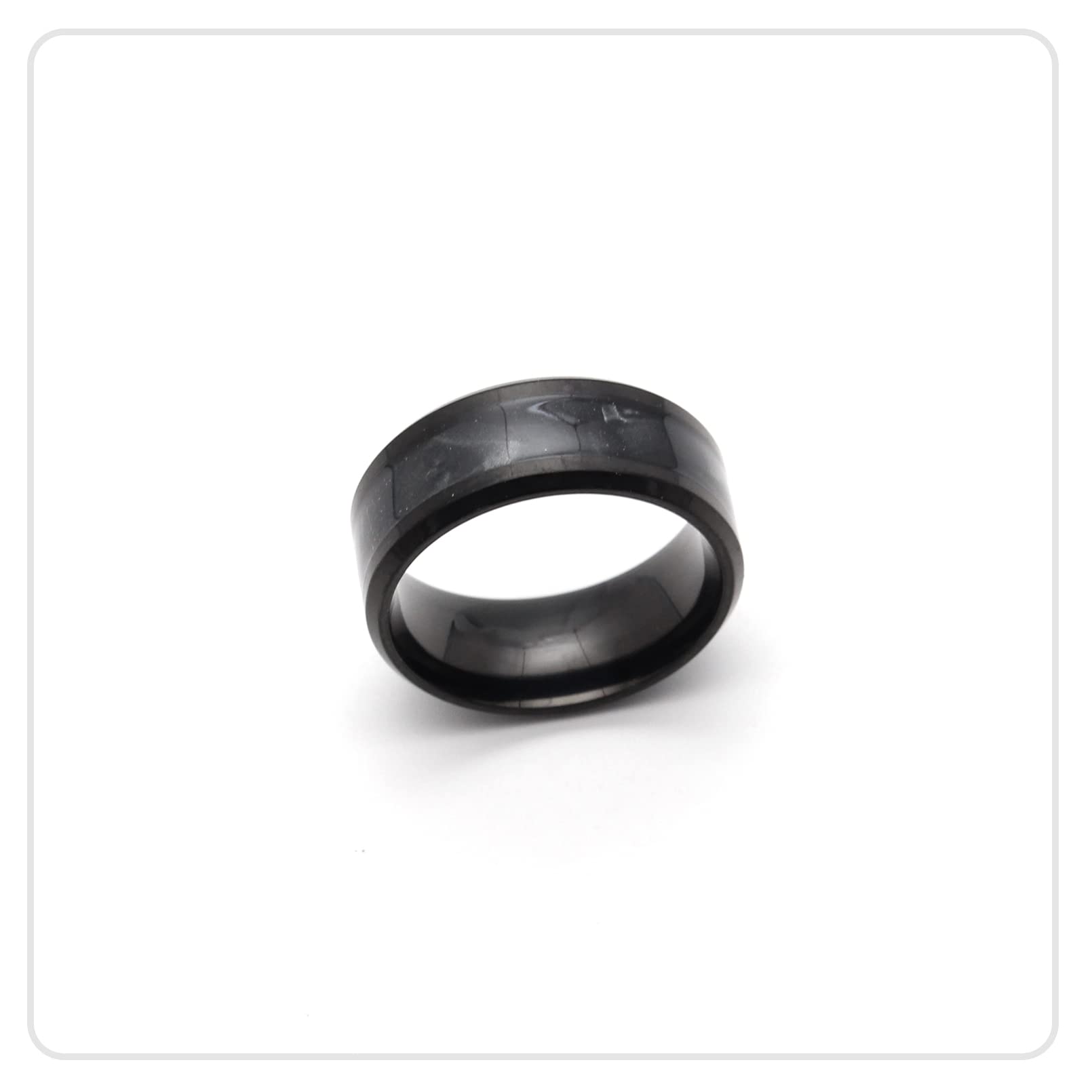Nsitbbuery Hip Hop Jewelry Black Shell Band Ring(Black(11))