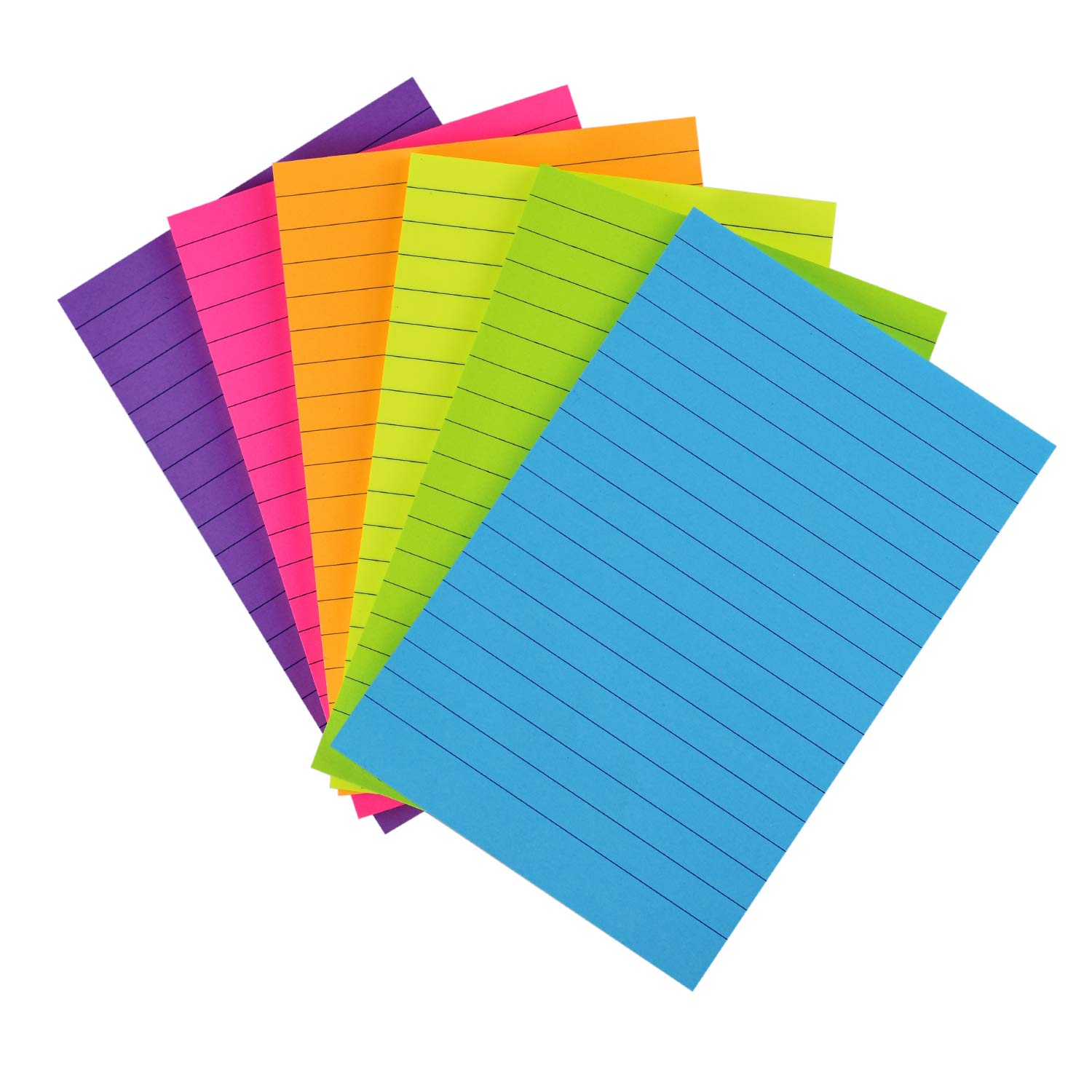 Lined Sticky Notes with Lines 4x6 Self-Stick Notes 6 Bright Color 6 Pads, 50 Sheets/Pad
