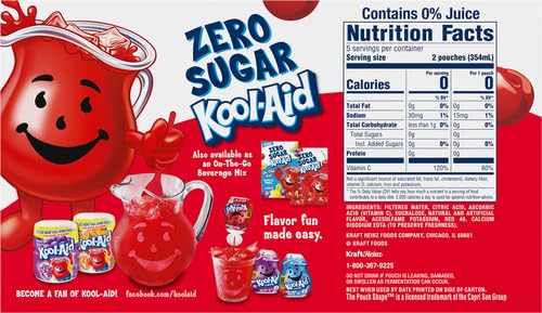 Kool-Aid Jammers Cherry Zero Sugar Artificially Flavored Soft Drink, 6 Fl Oz (Pack of 10)