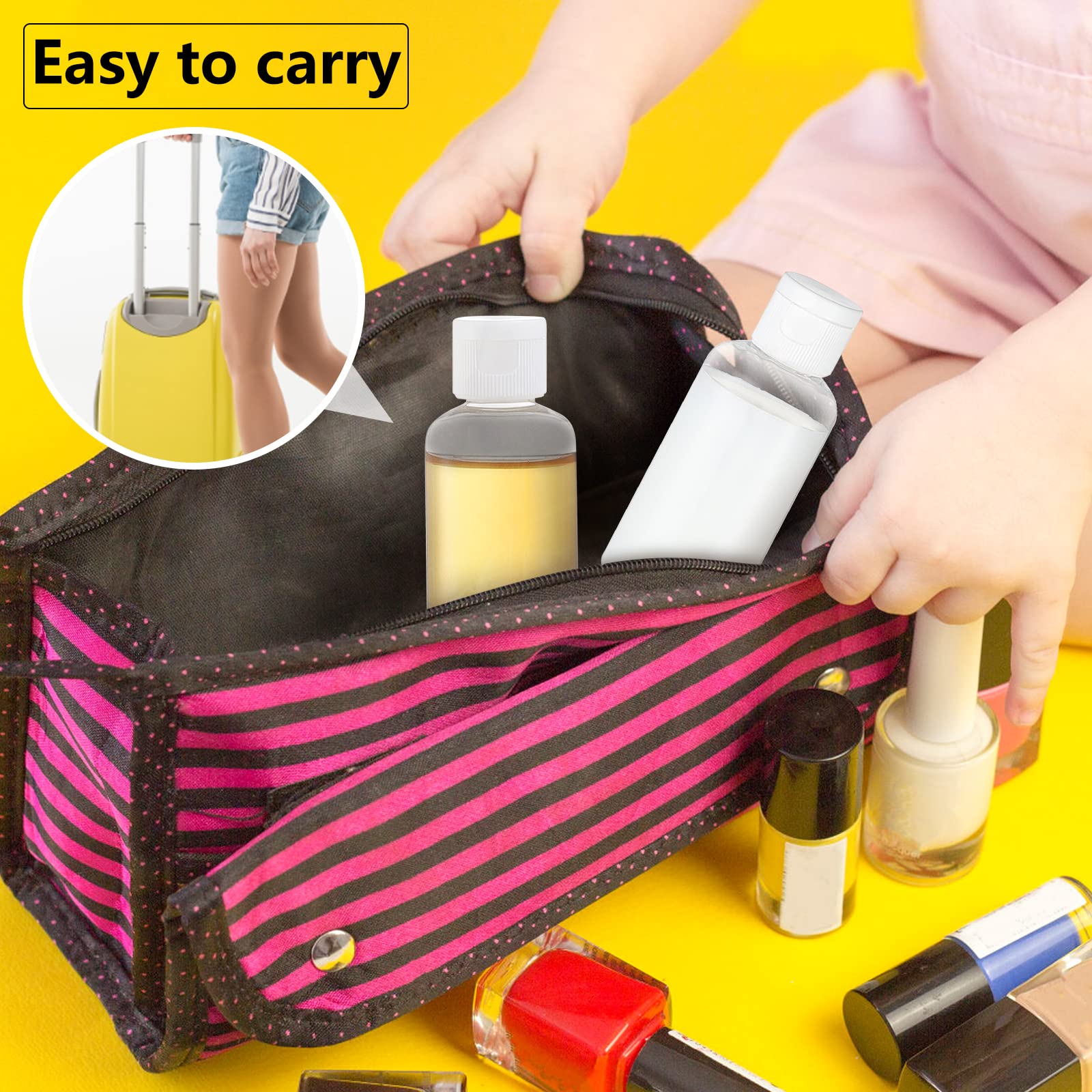 VEIDIA 100 Pack 1.7oz Plastic Empty Bottles with Flip Cap Small Travel Size Bottles Hand Sanitizer Bottles Refillable Travel Container for Shampoo Body Soap Lotions Baby Shower (Pink)