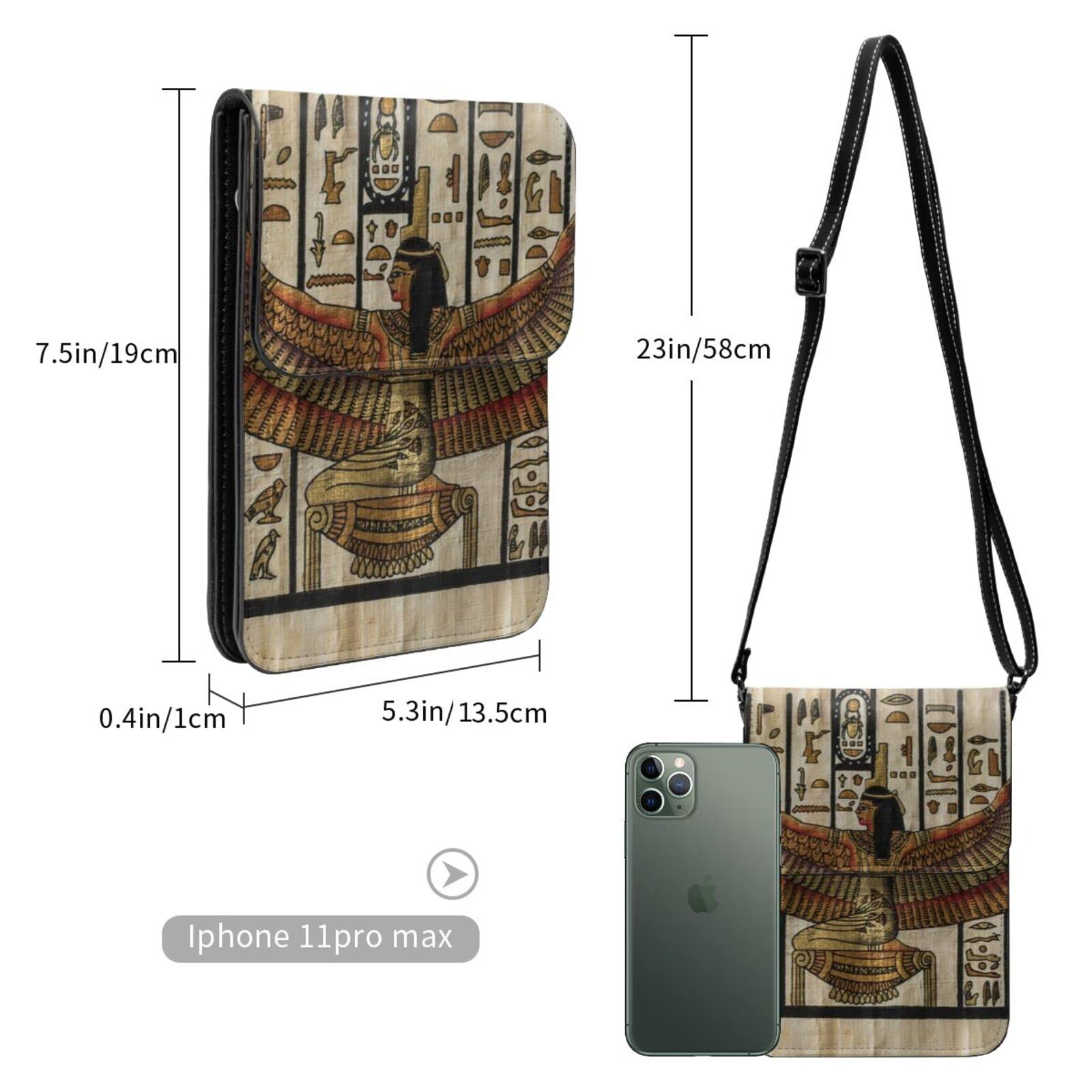 Small Crossbody Cell Phone Purses For Women Egyptian Antique Hieroglyphs Leather Shoulder Bags