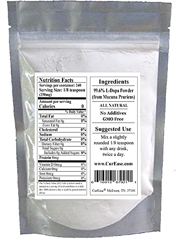 l-dopa Powder - 99% Mucuna Pruriens Extract - Natural Velvet bean - 2.4oz. - 240 Servings