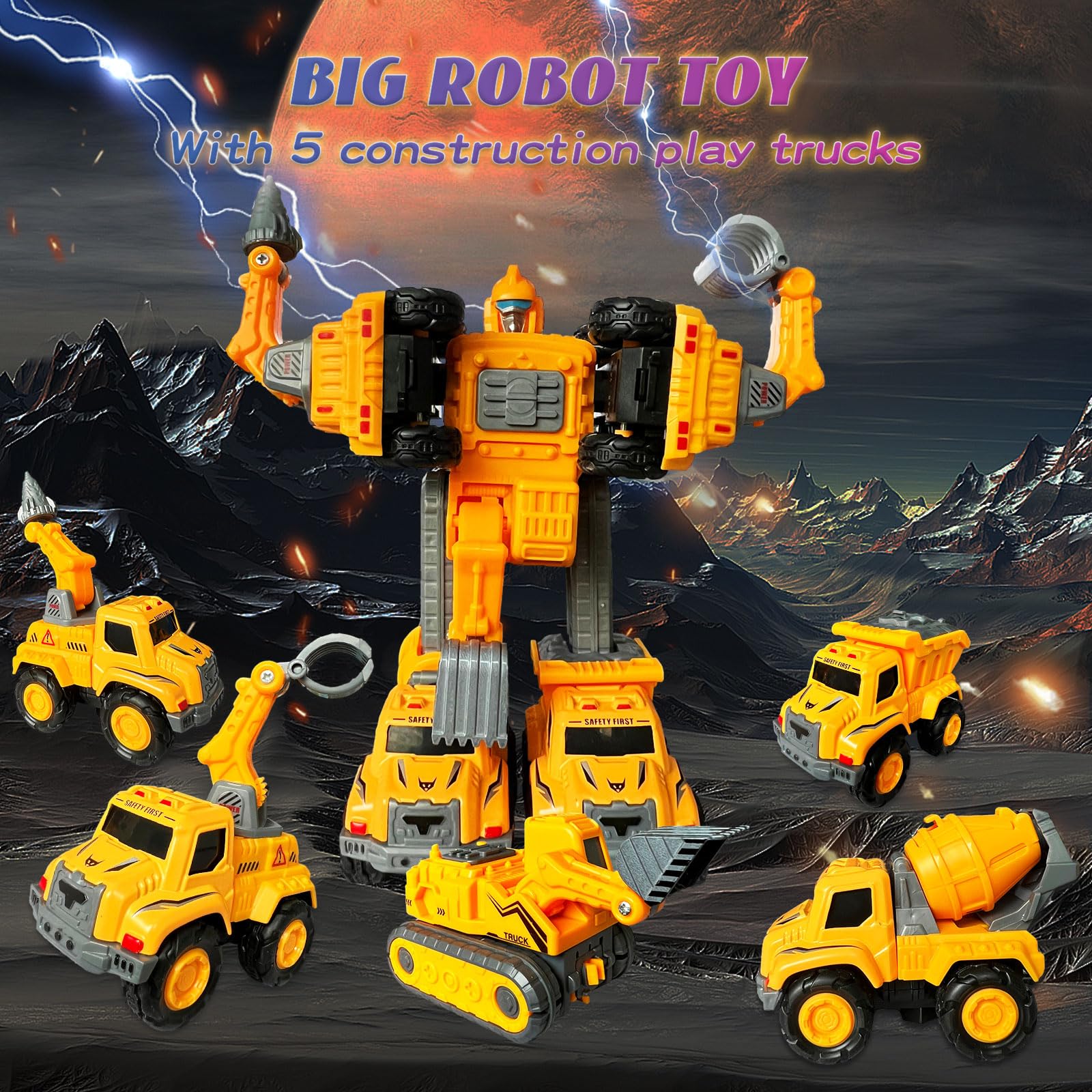 OTONOPI Monster Truck Pop Up Dinosaur Toy Truck Push and Go Construction Toy Vehicles for Kids