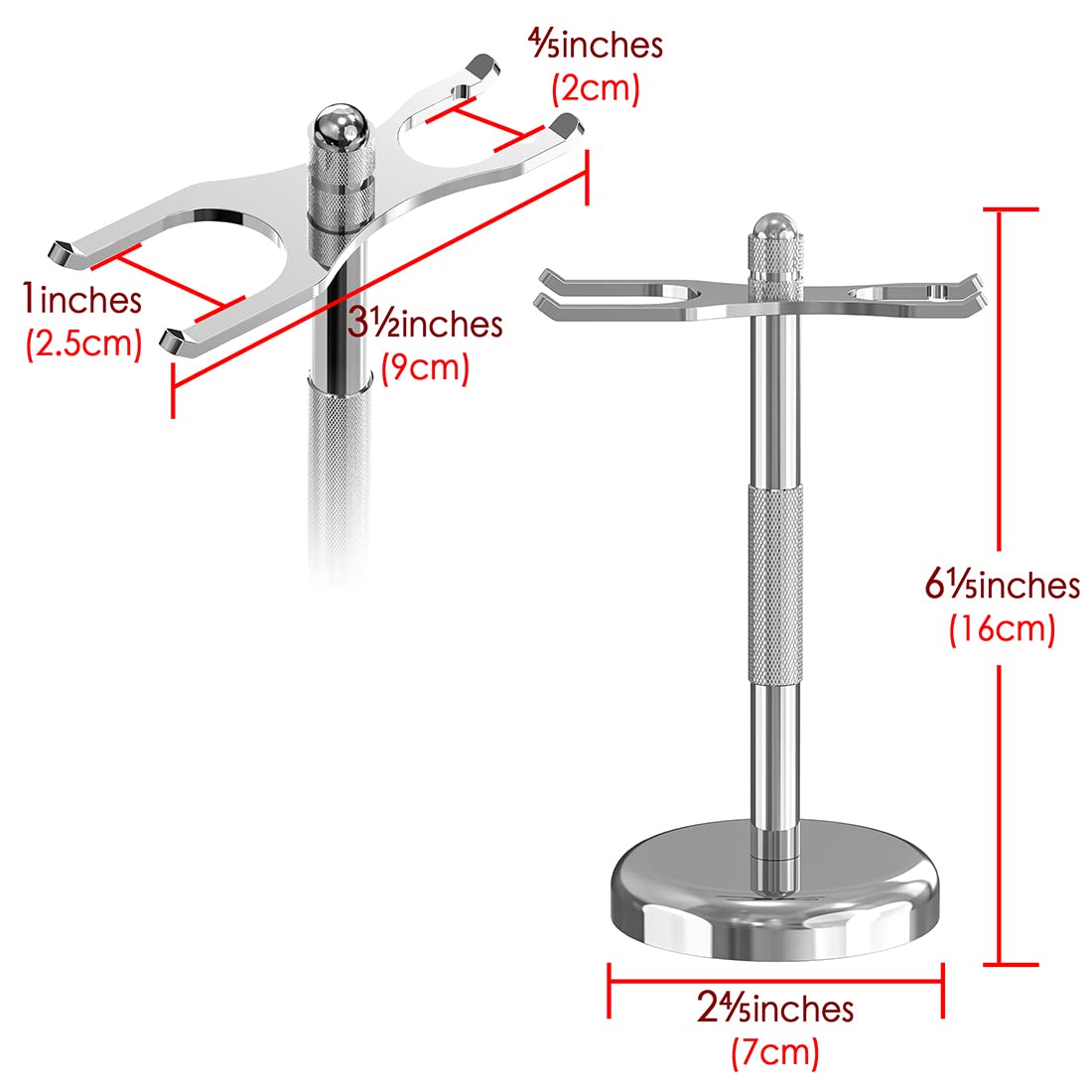 Linkidea Razor and Brush Stand Holder, Deluxe Men's Stainless Steel Shaving Brush Hanger Base, Shaver Kit Organizer for Bathroom Shower (Silver)