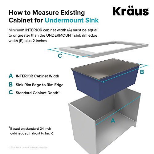 KRAUS Pax 31 1/2-inch 16 Gauge Undermount Single Bowl Stainless Steel Kitchen Sink, KHU32