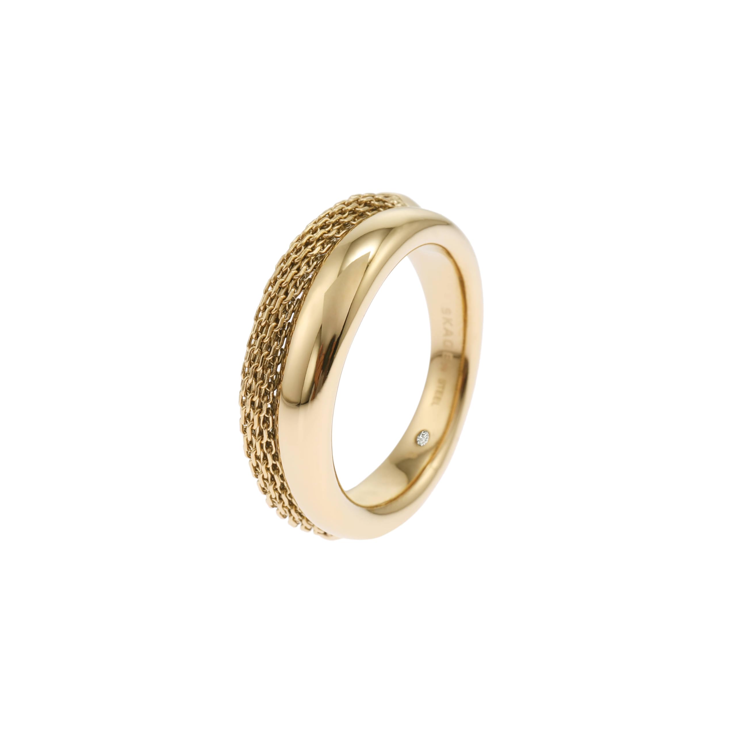 Skagen Women's Gold Tone Ring with Crystal Accents, 8
