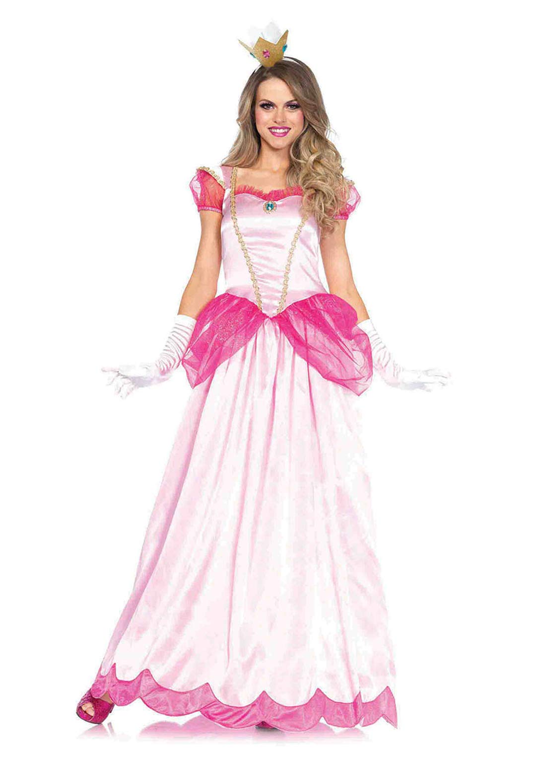 Leg Avenue 2 Piece Classic Pink Princess Full Length Ball Gown Costume Set with Gloves for Women, X-Large