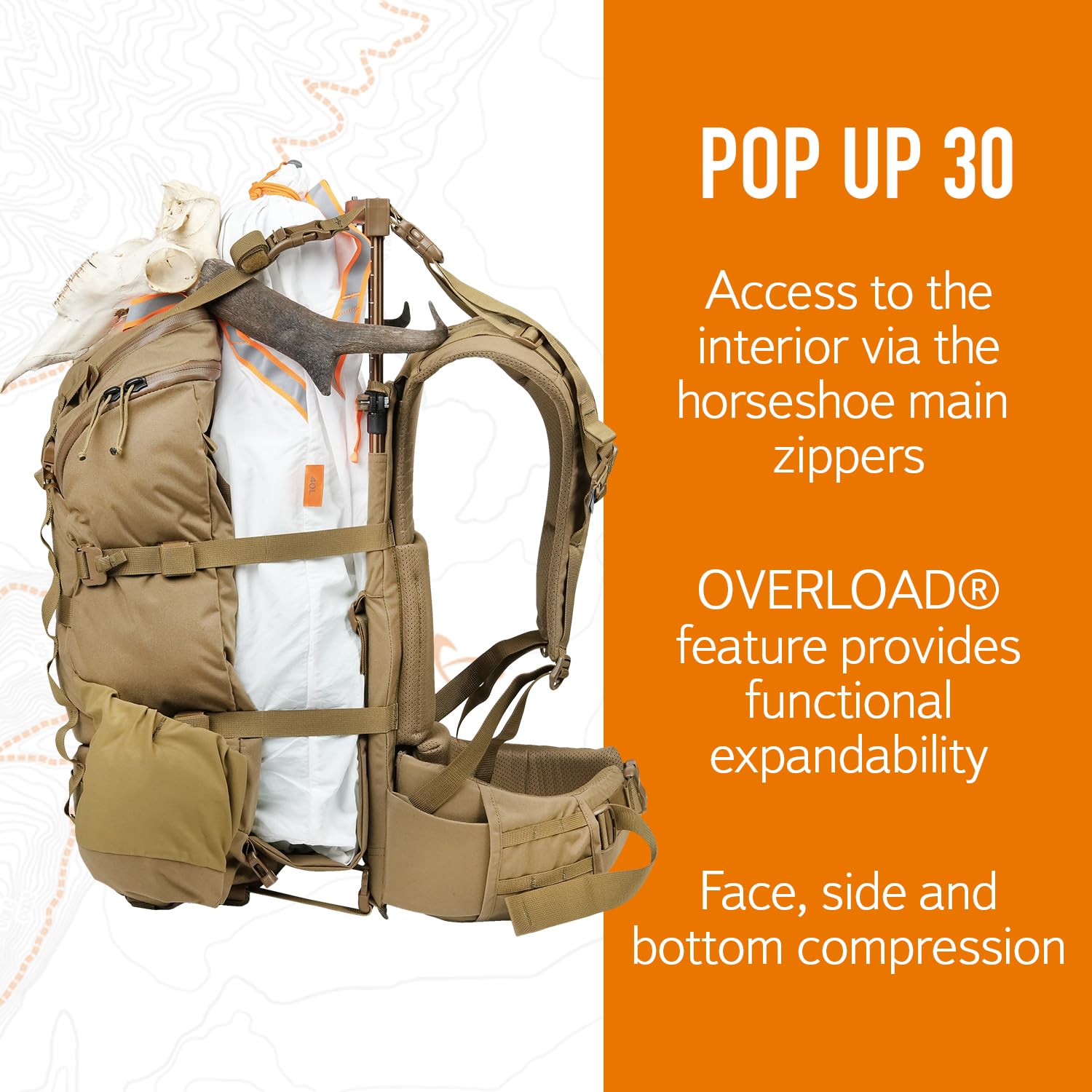 Mystery Ranch Women's Pop Up 30 Hunting Backpack, Weatherproof, Daypack for Travel, Hiking, Outdoors, Camping, 30L, S, Coyote