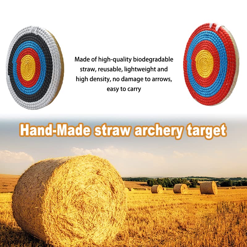 Runzkzy Archery Targets, 3 Layers Straw Arrow Targets for Shooting Outdoor, Traditional Handmade Archery Targets for Backyard, Youth Archery Target for Bow and Arrow Shooting Practice (Red)