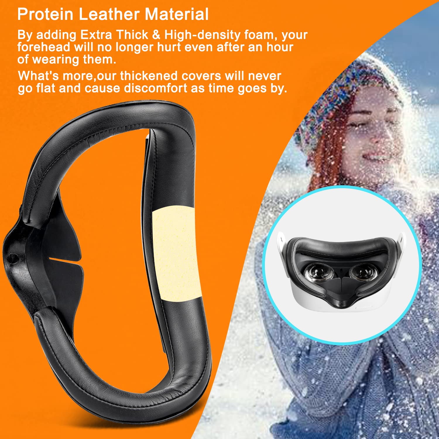 SOULWIT 2Pcs Face Cushion Cover (Facial Interface) Replacement Kit for Oculus Quest 2, Softer Protein Leather + Cooling Gel, Anti-Leakage Nose Pad, VR Accessories for Meta Quest 2 (CG+PL Cover)