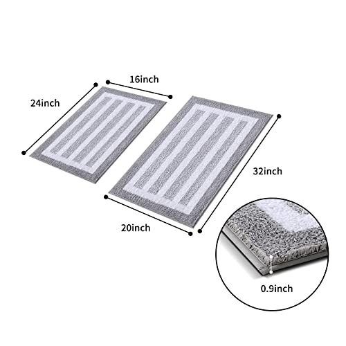 Vodiver Bathroom Rugs Mat for Bathroom Non Slip, Ultra Soft Washable and Gray Bath mats for Bathroom(20x32, Gray)