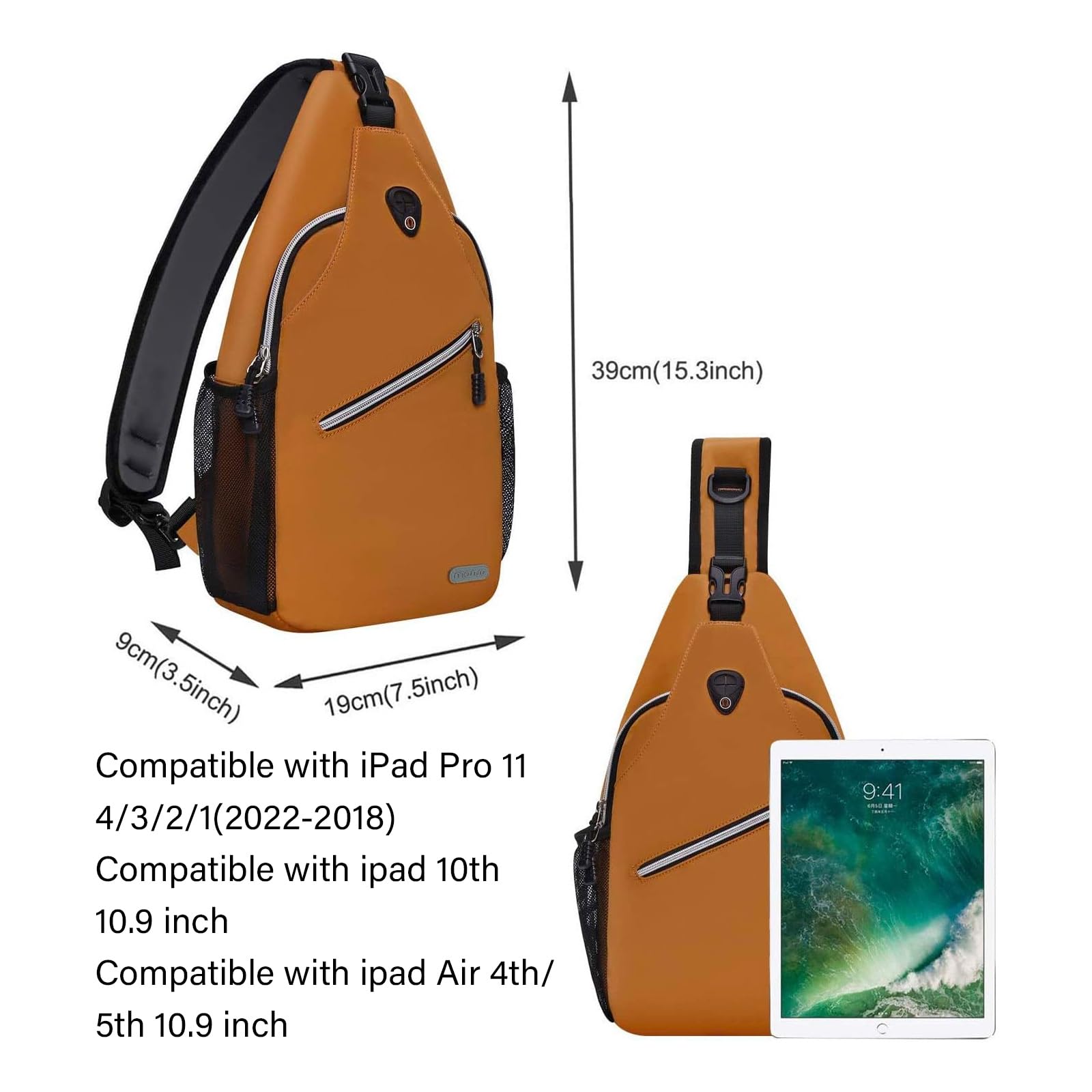 MOSISO Sling Backpack, Multipurpose Crossbody Shoulder Bag Travel Hiking Daypack, Brown, Medium