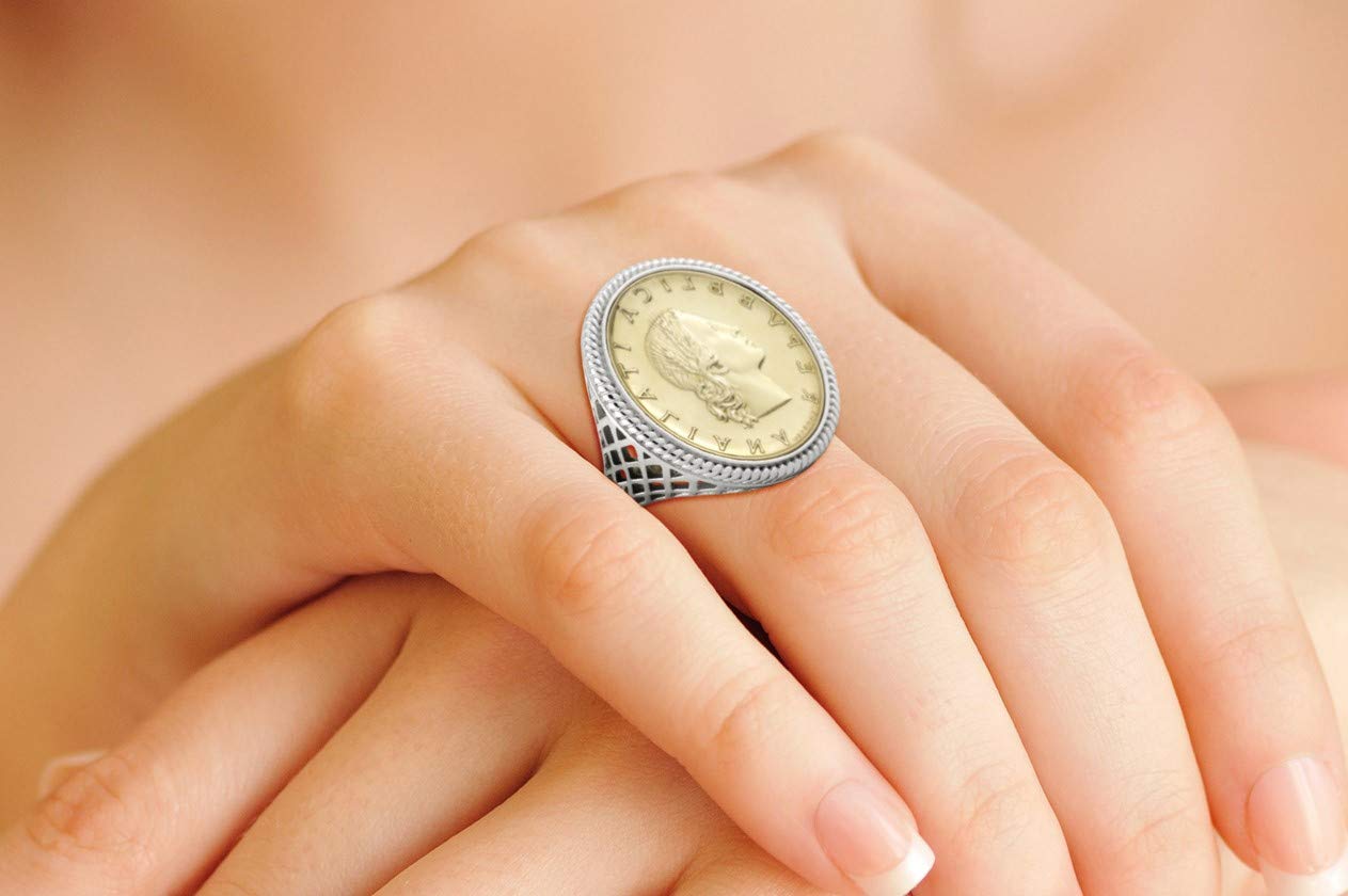 Miabella 925 Sterling Silver Genuine Italian 20-Lira Coin Rope Ring for Women (7)
