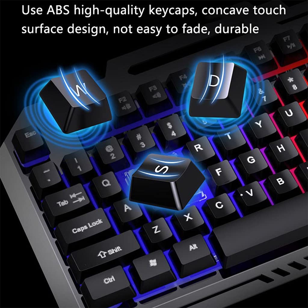 unband USB Wired Mechanical Gaming Keyboard 104Keys RGB Backlit Keyboard with Hand Rest Phone Hoder for PC Gamers (Color : White)