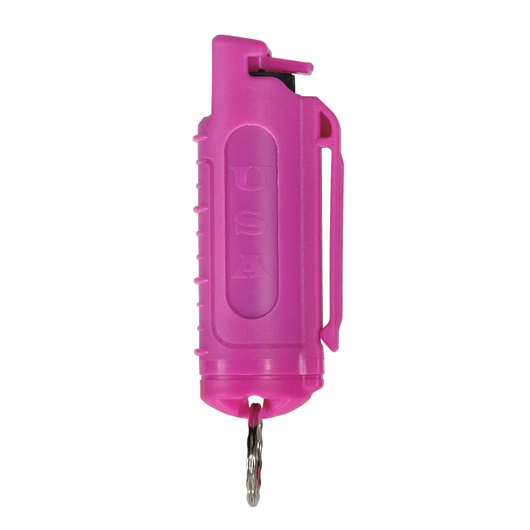 Police Magnum Keychain Pepper Spray Self Defense Belt Clip Holder- Tactical Maximum Strength OC with Dye- Made in The USA - 1 Pack Hot Pink INJ