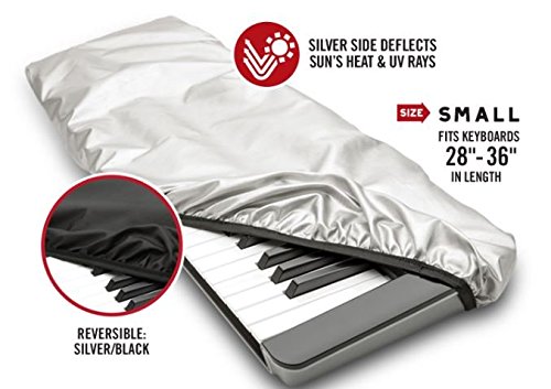 Maloney StageGear Piano Keyboard Dust Cover for 49 Key Keyboards - Reversible Black Nylon Keeps it Free from Dust, Dirt, & Moisture; Silver Reflective Material Protects from Sun - Small Case (95728)