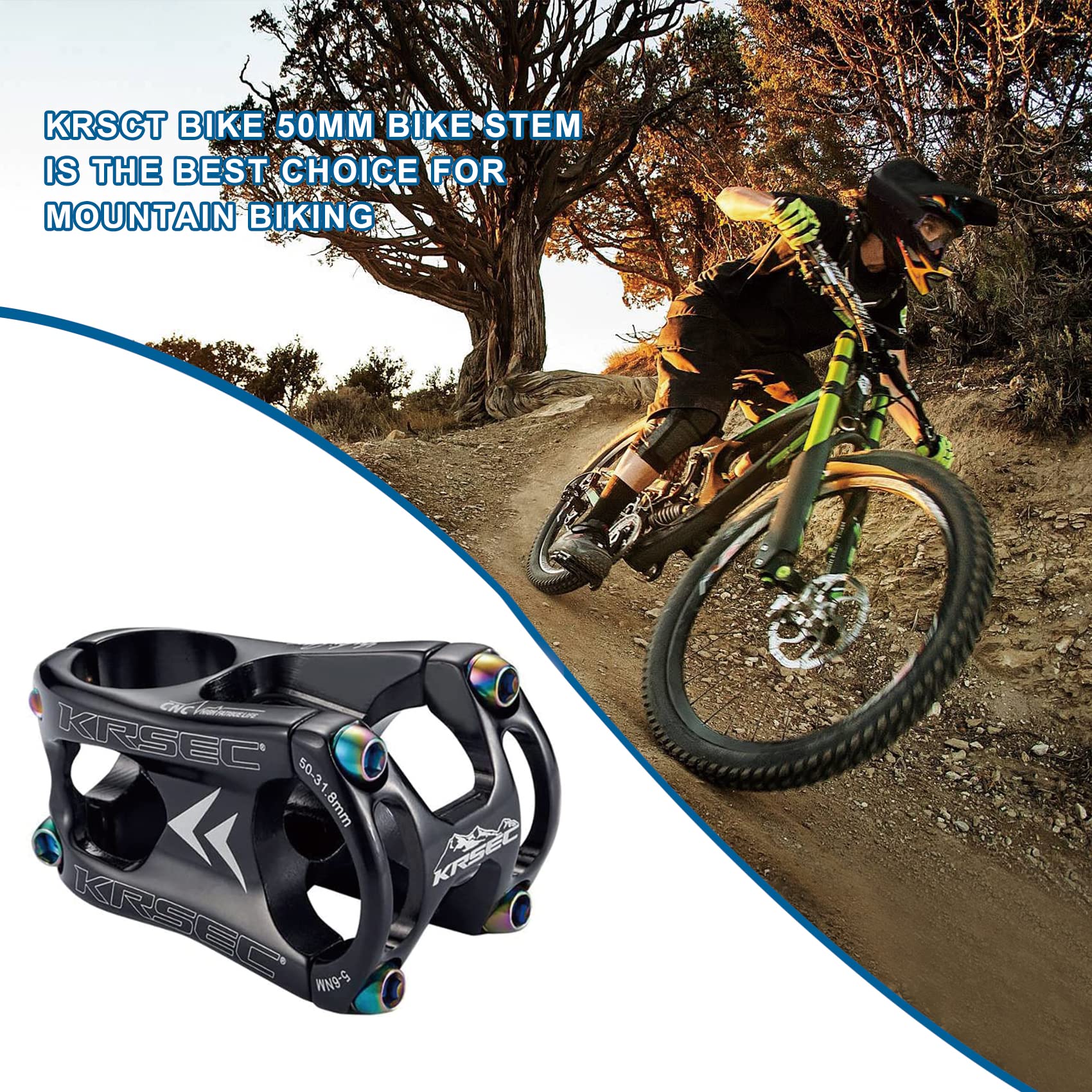 KRSEC 31.8 Bike Stem Mountain Bike Stems Short Handlebar Stem Aluminum Alloy for Bicycle,Road Bike,BMX, Cycling Stem Accessories Black