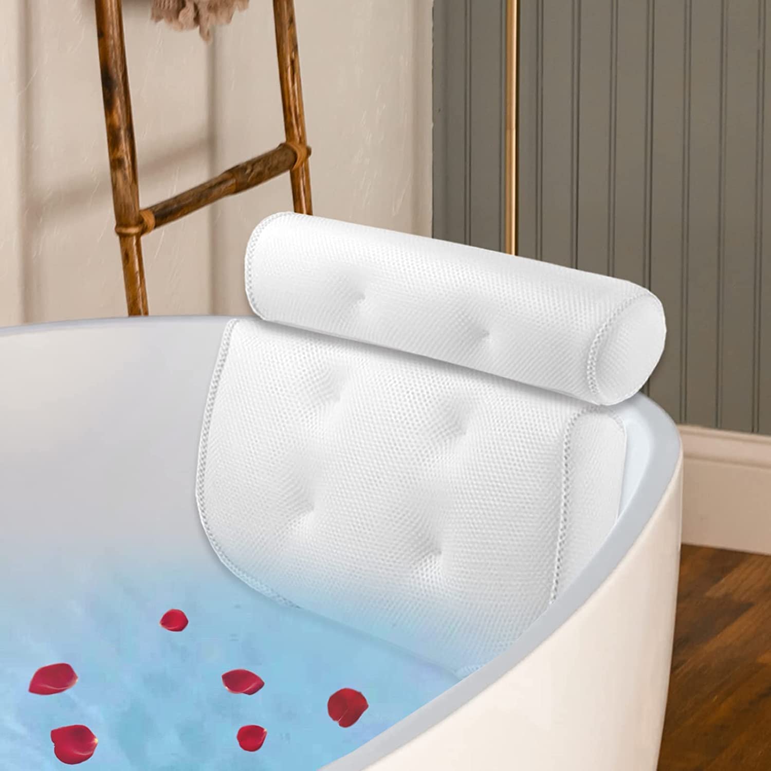 White Bathtub Pillows for Neck Back Support 3D Bath Pillow