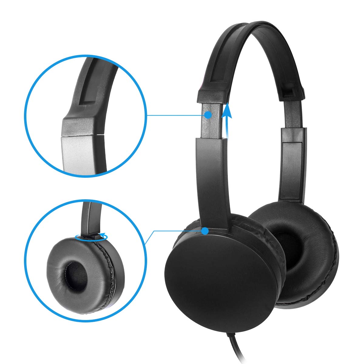 Kaysent School Headphones for Classroom Students - (KHPC-24B) 24 Packs Black Color Kids' Headphones for School, Library, Computers, Children and Adult(No Microphone)