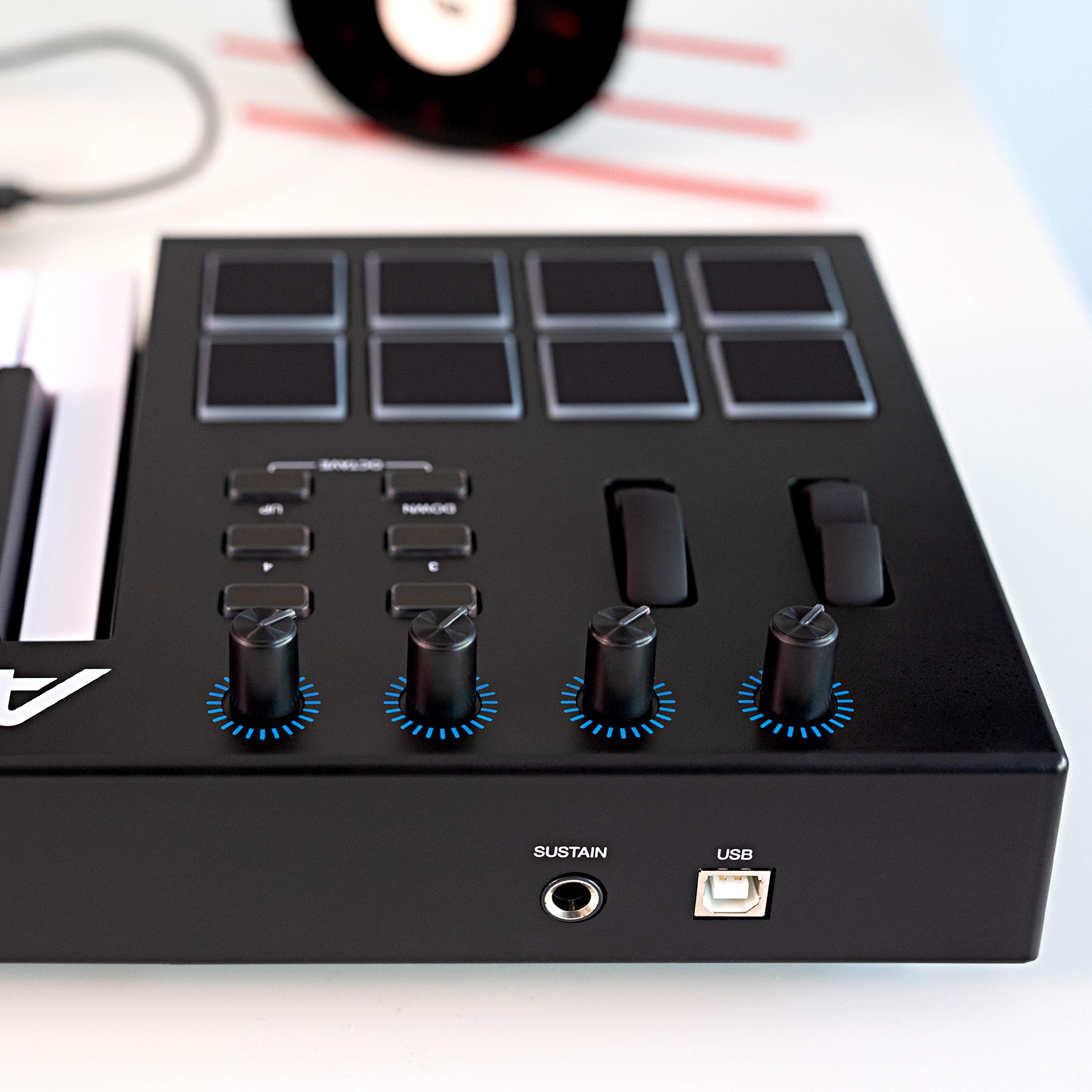 MIDI Controller Bundle | 61 Key USB MIDI Keyboard with 8 Beat Pads, Sustain Pedal and Software Suite – Alesis V61 and M-Audio SP-2