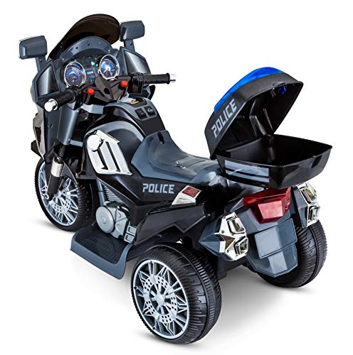 Kid Trax Police Rescue Motorcycle 6V Battery-Powered Ride-On Toy Black