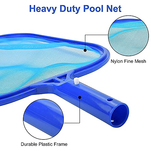 Swimming Pool Brush with Pool Skimmer Net Kit,17.5" Aluminum Pool Cleaning Brush with Nylon Pool Bristles, Heavy Duty Pool Fine Mesh Frame Net, Pool Cleaner Supplies(Pole not Included)