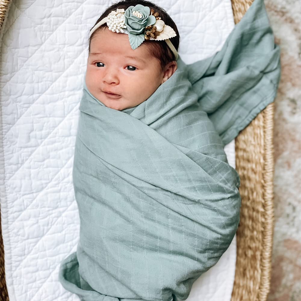 LifeTree Muslin Swaddle Blankets, Soft Solid 4 Pack Baby Swaddle Blankets Muslin Receiving Blanket Wrap for Boys & Girls, Large 47 x 47 inches, Earthy Rust Color Baby Swaddling