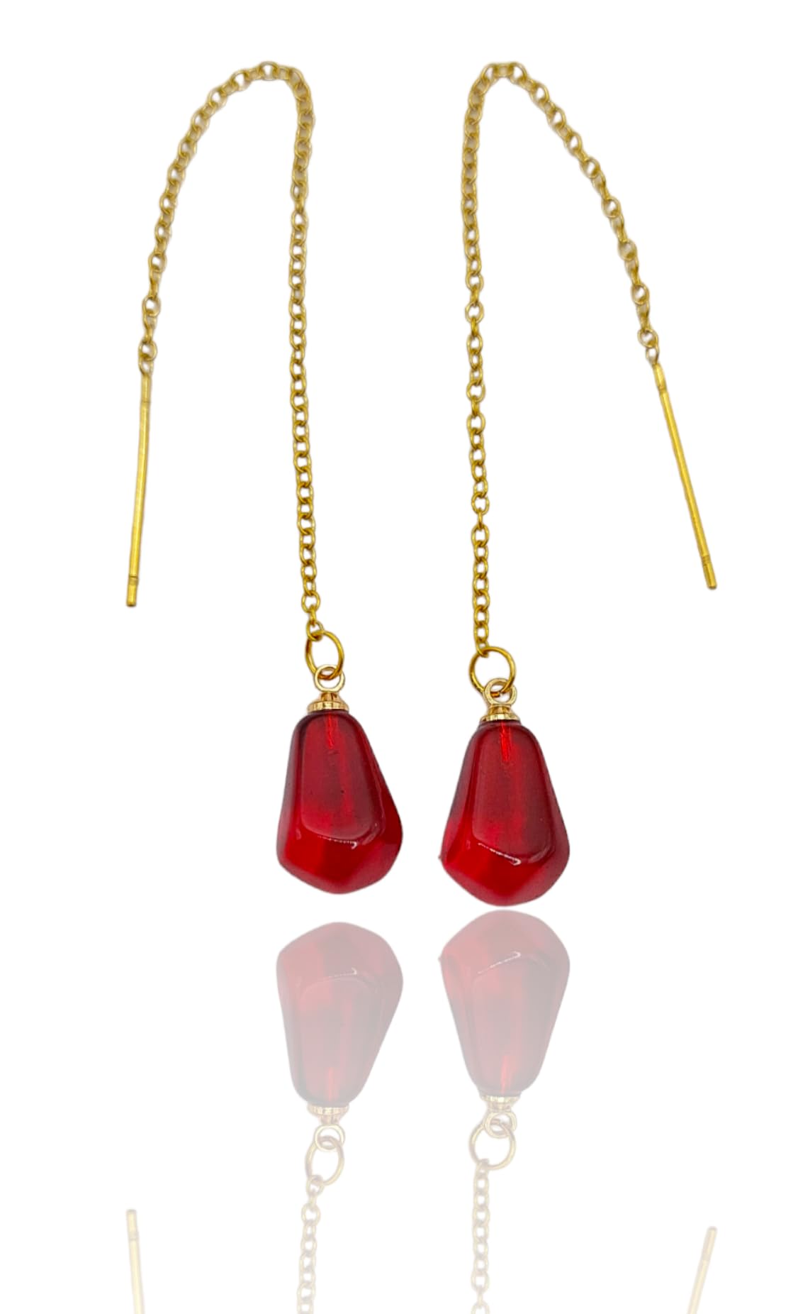 Pomegranate seed jewelry (Gold earrings)