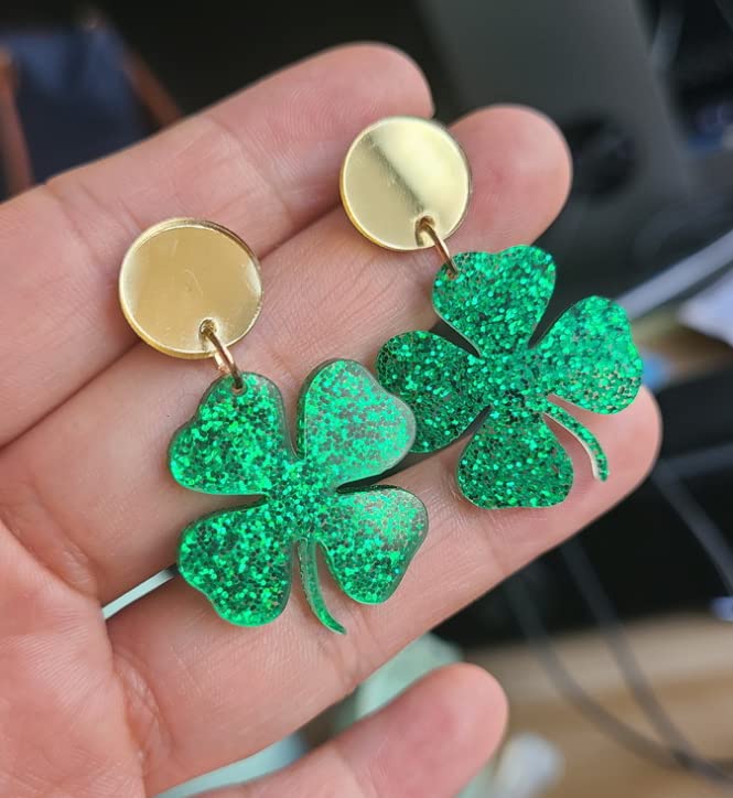 Shamrock Dangle Earrings Lucky Green Clover Leaf Earring for Women St Patricks Day Earrings Funny Irish Holiday Jewelry Gift