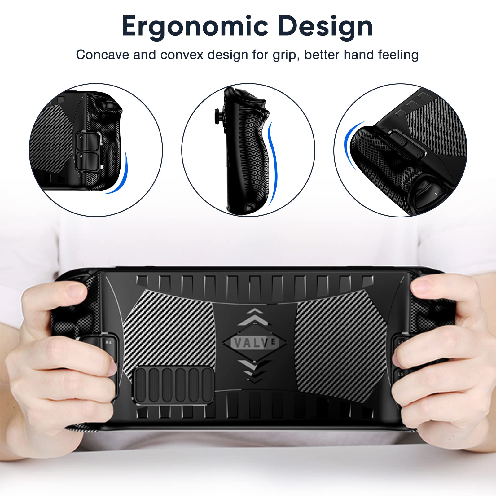 Steam Deck Case Stream Deck Case with Anti-Slip Particles, Compatible with Steam Deck Cover, Anti-Skid Anti-Collision Anti-Scratch Anti-Scratch Ergonomically Designed Anti-Drop Grip Design