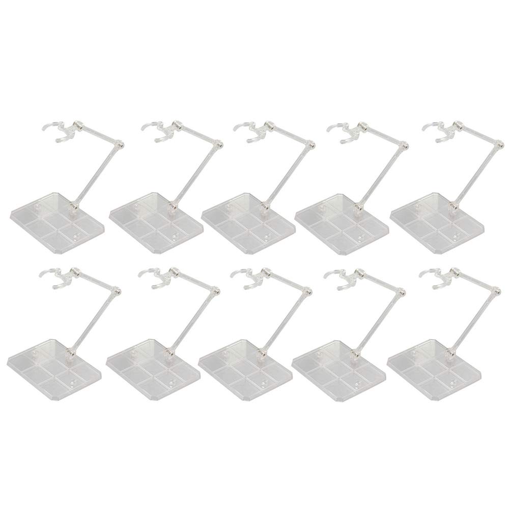 Migaven Action Figure Stand, 10pcs Assembly Action Figure Display Holder Base Doll Model Support Display Stand Compatible with HG RG SD SHF Gundam 1/144 Toy Clear