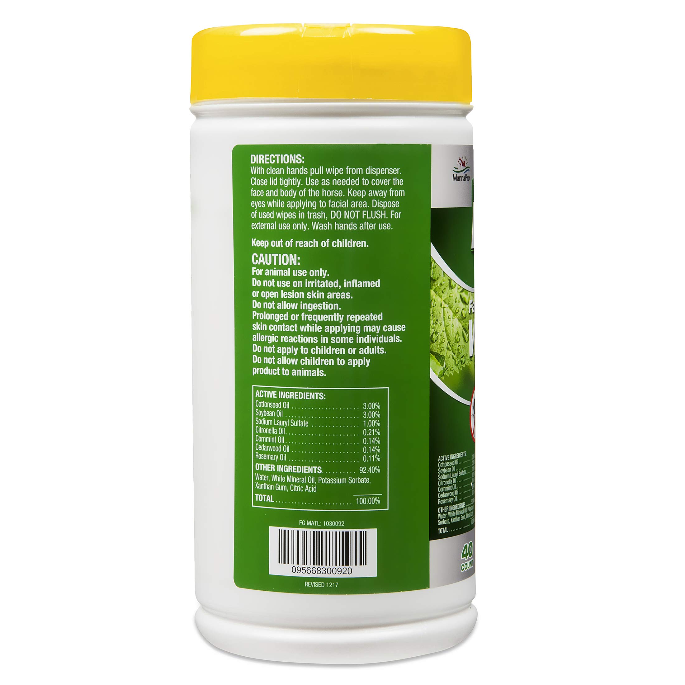 Manna Pro Nature's Force Face and Body Wipes for Fly Control, 40 Count (Pack of 3)