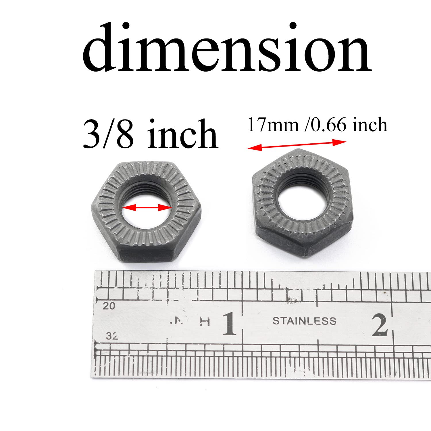 Pro Bamboo Kitchen 2PCS Front and Rear Hollow Shaft Nuts 3/8" Zinc Alloy Hub Lock Nut for MTB Quick Repair Thickness 7mm