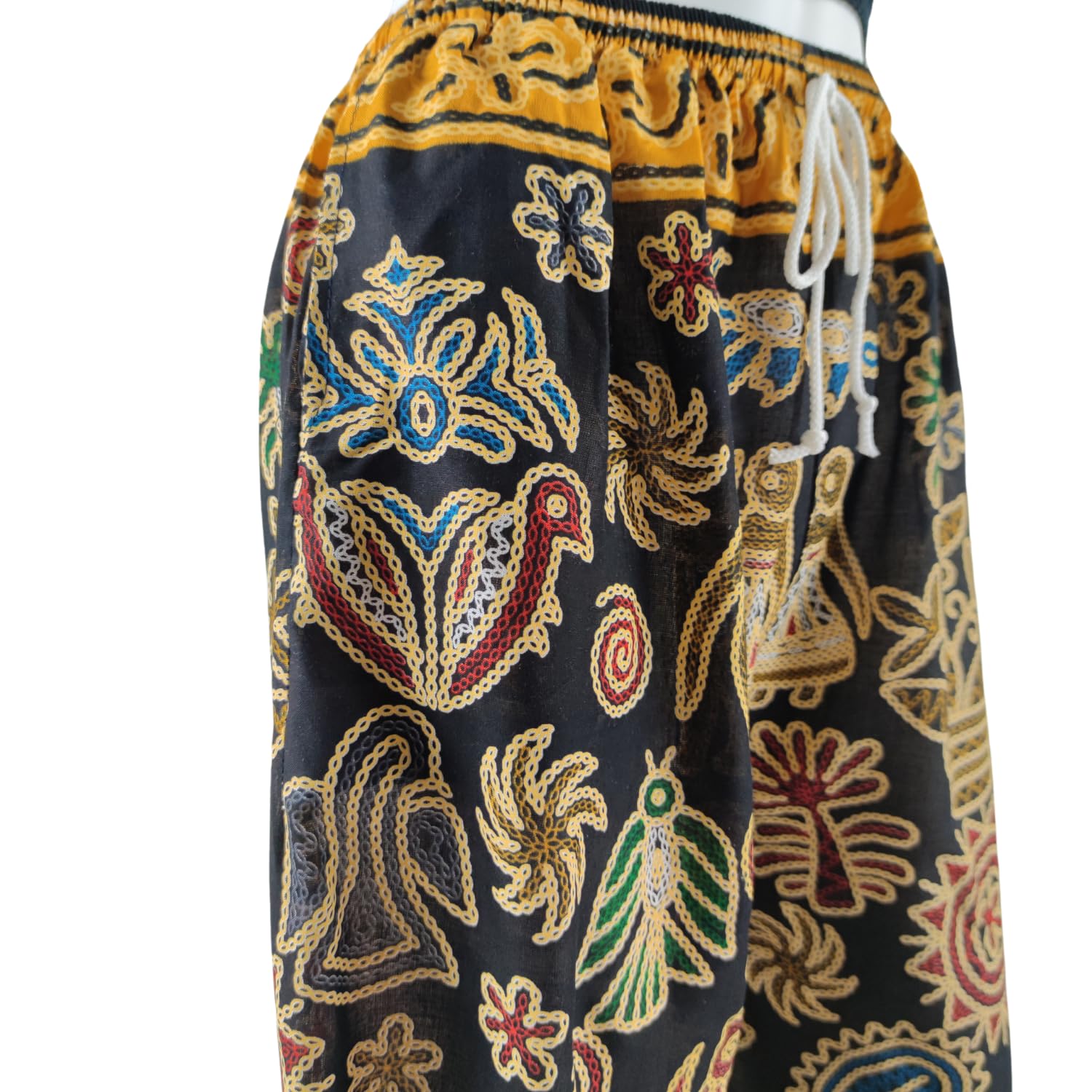 Kraft4Life | Women Smocked Waist Baggy Bohemian Boho Hippie Yoga Harem Pants 2Pockets