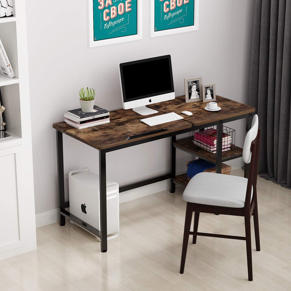 LITTLE TREE Drafting Table, Multi-Function Drawing Table with Adjustable Tiltable Stand Table Board, Can Also be Computer Desk, Writing Desk or Workstation for Office and Home Use. (Rustic Brown)
