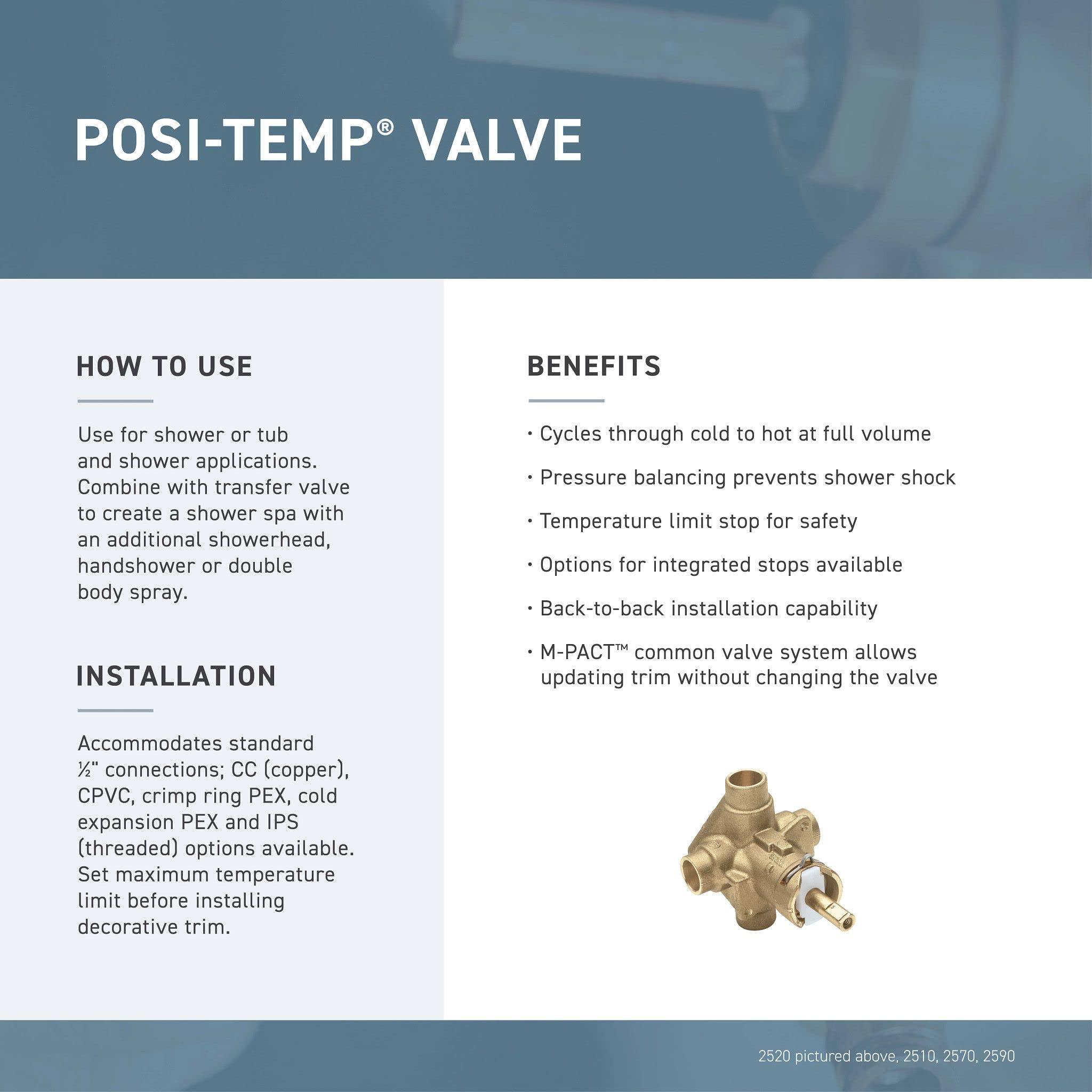Moen Commercial Classic Brushed Nickel M-Dura Posi-Temp Valve Control Trim Kit without Valve, T8370CBN