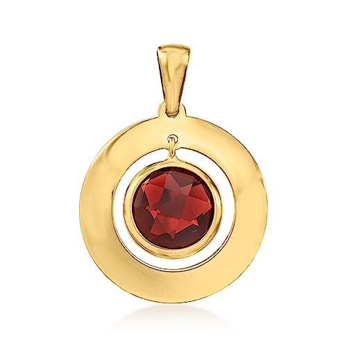 Ross-Simons 2.30 Carat Garnet Disc Pendant in 14kt Yellow Gold