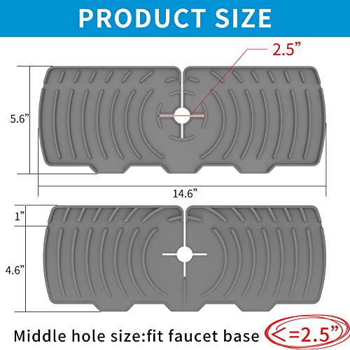Silicone Faucet Handle Drip Catcher Tray,Sink Mat、Sink Protectors for Kitchen Sink Accessories Sponge Holder,Drip Protector Splash Countertop,Bathroom Faucet Accessories Drying Pad (Gray 1PCS)