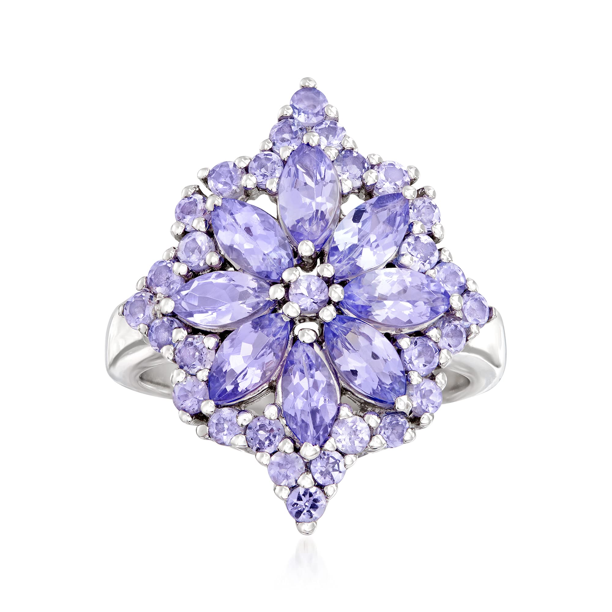 Ross-Simons 2.70 ct. t.w. Tanzanite Flower Burst Ring in Sterling Silver. Size 8
