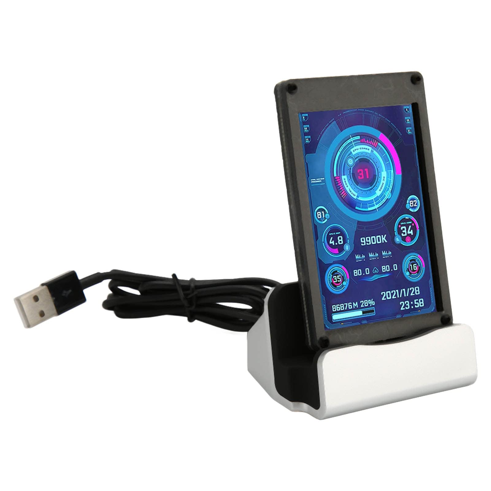 VINGVO IPS USB Mini Screen, IPS Full Perspective PC Sensor Panel Display GPU CPU RAM Display Clear Picture for Home
