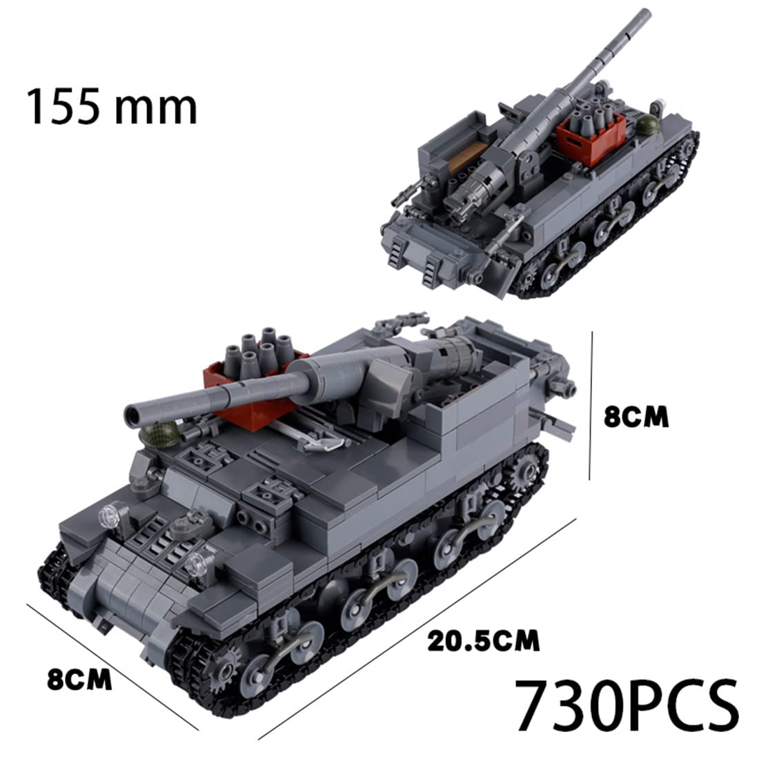 Topoo Tank Building Kit WW2 Military War Battle Tank Sets Army Vehicles Model Compatible with Lego Space Wars COBI - M12 Carriage Tank Model
