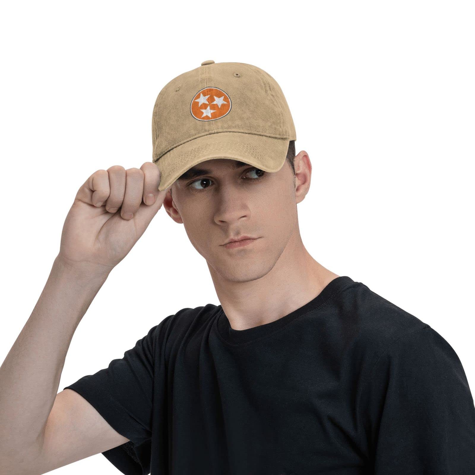 ryewry Tennessee Orange Tristar Baseball Cap for Men Women Dad Hat Denim Adjustable Trucker Hat