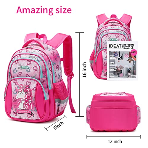 Kids Backpack for Girls Preschool Elementary Kindergarten Unicorn School Bag 15.6″ Multifunctional Cute Large Capacity