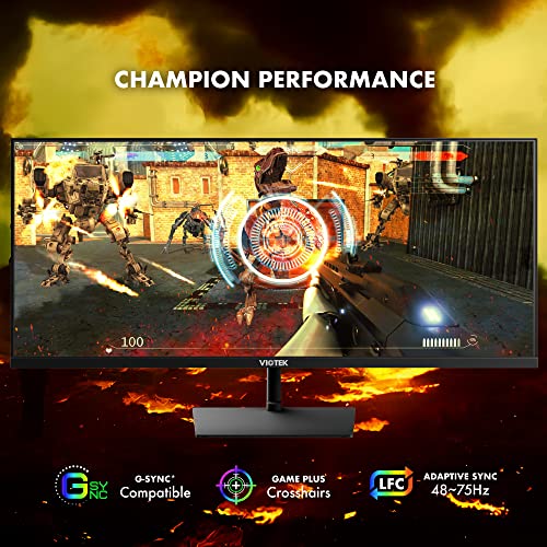 Viotek GFI34CB 34-Inch IPS Ultrawide Full HD Monitor | 21:9 2560 x 1080p | 75Hz 7ms (OD) | FreeSync & G-Sync-Compatible | 2X HDMI 2.0, DP | Zero Dead Pixel Warranty