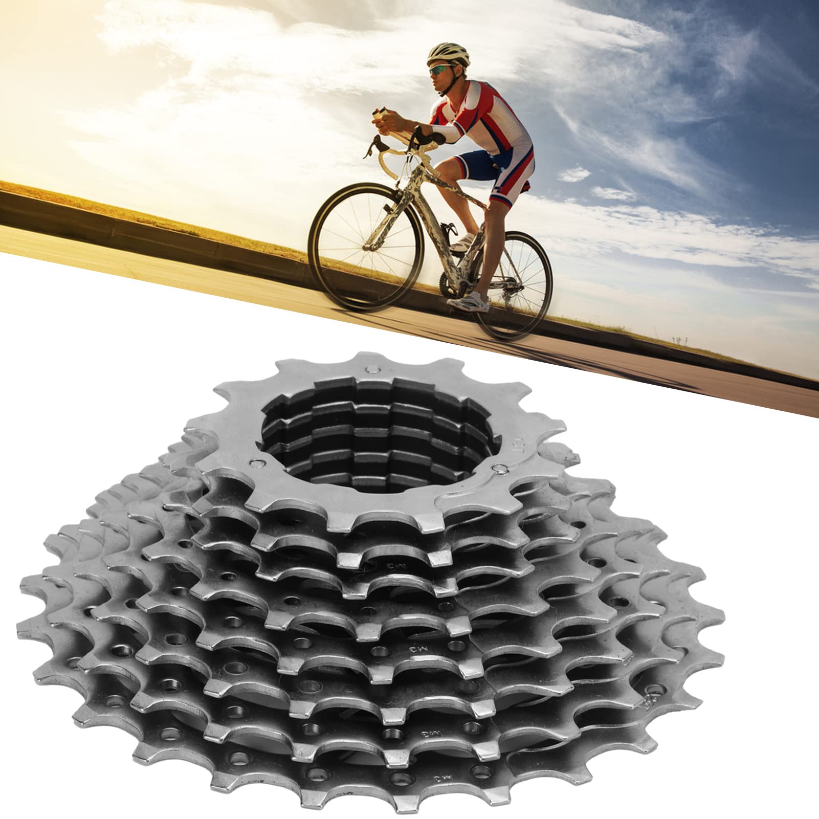 Shanrya 10 Speed Cassette, High Accuracy Bike Cassette Wear Resistant 11‑25T Anti Rust for Road Bicycle