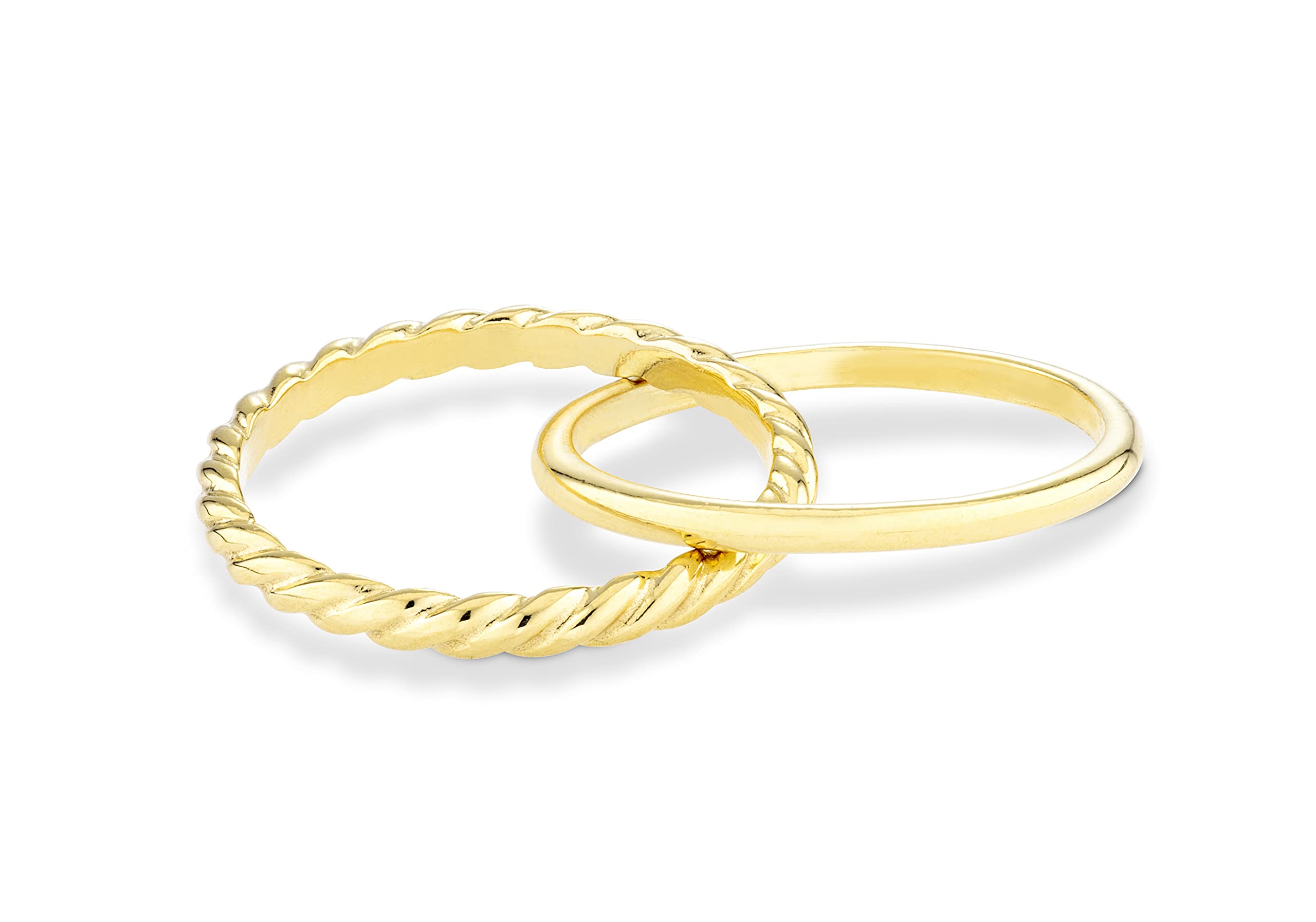 Miabella 925 Sterling Silver or 18Kt Yellow Gold Over Silver Rope and High Polished Band Interlocked Rolling Ring for Women Made in Italy (yellow-gold-plated-silver, 9)